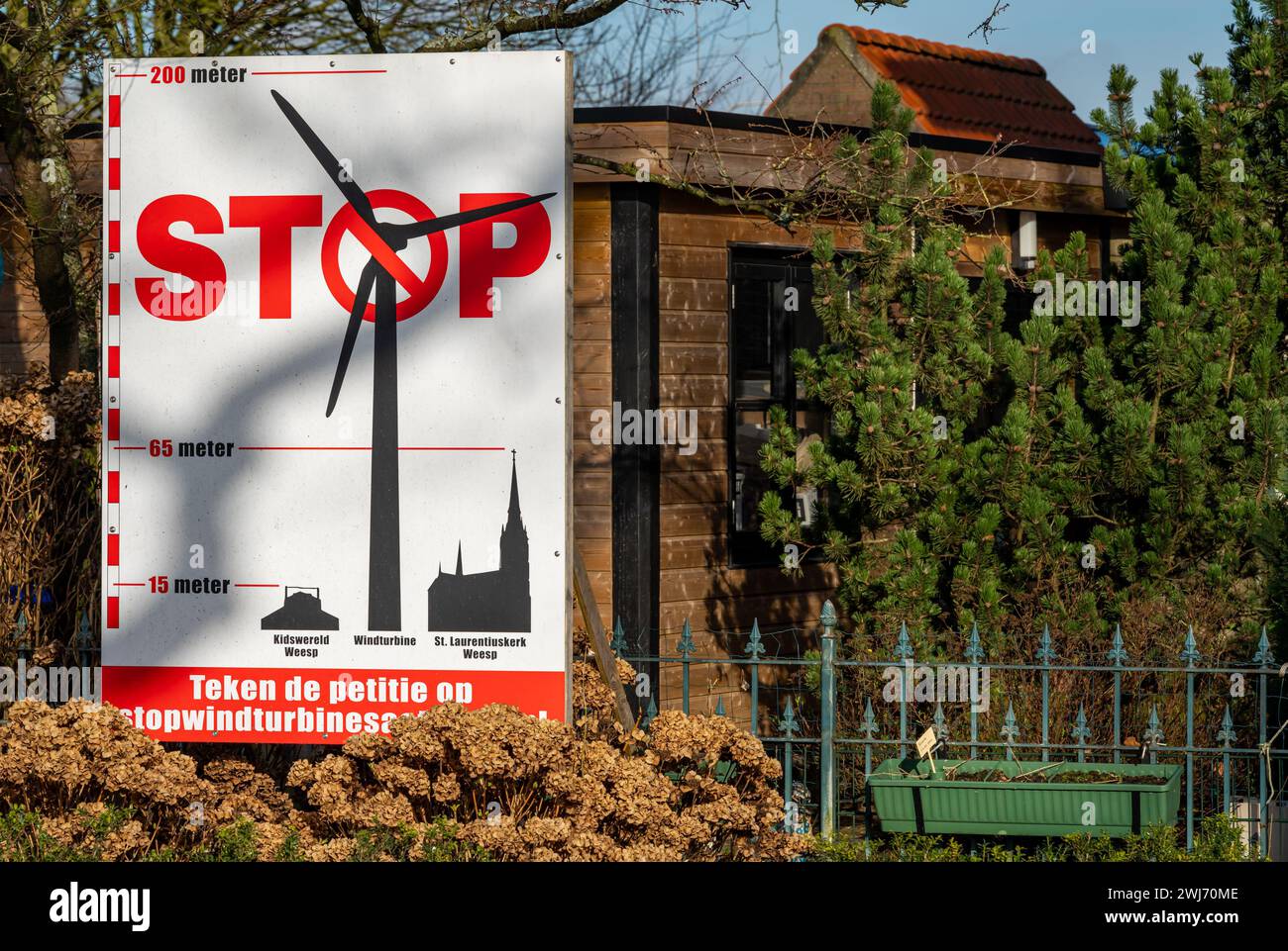 Nigtevecht, The Netherlands, 13.02.2024, The Stop Wind turbines ...