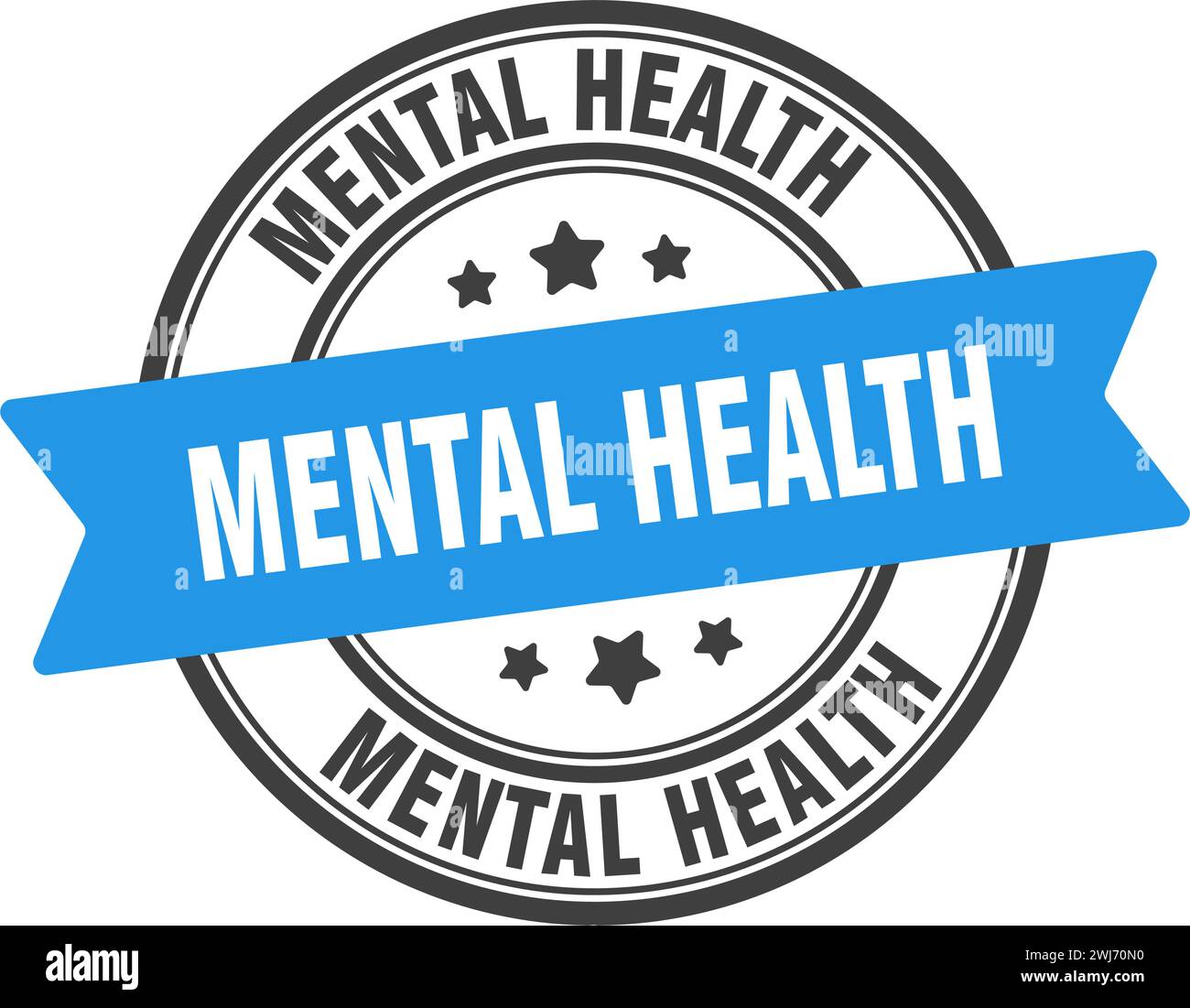 mental health stamp. mental health round sign. label on transparent ...