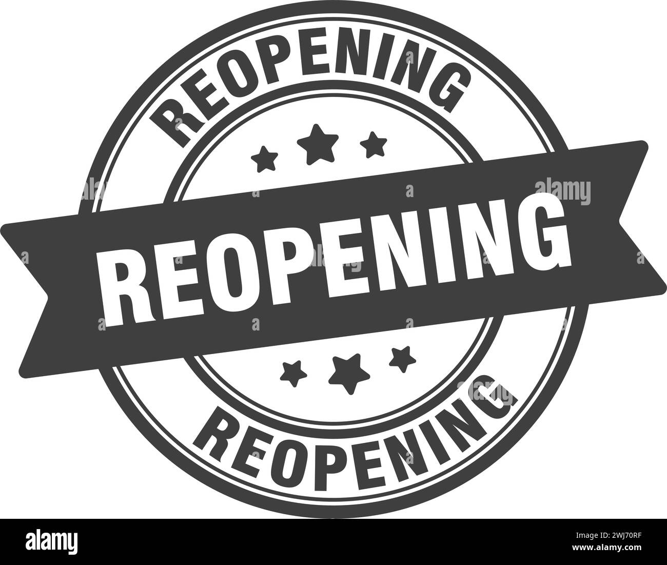 reopening stamp. reopening round sign. label on transparent background ...
