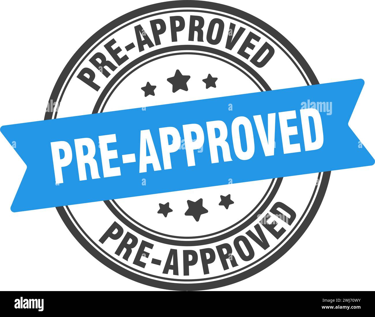 pre-approved stamp. pre-approved round sign. label on transparent ...