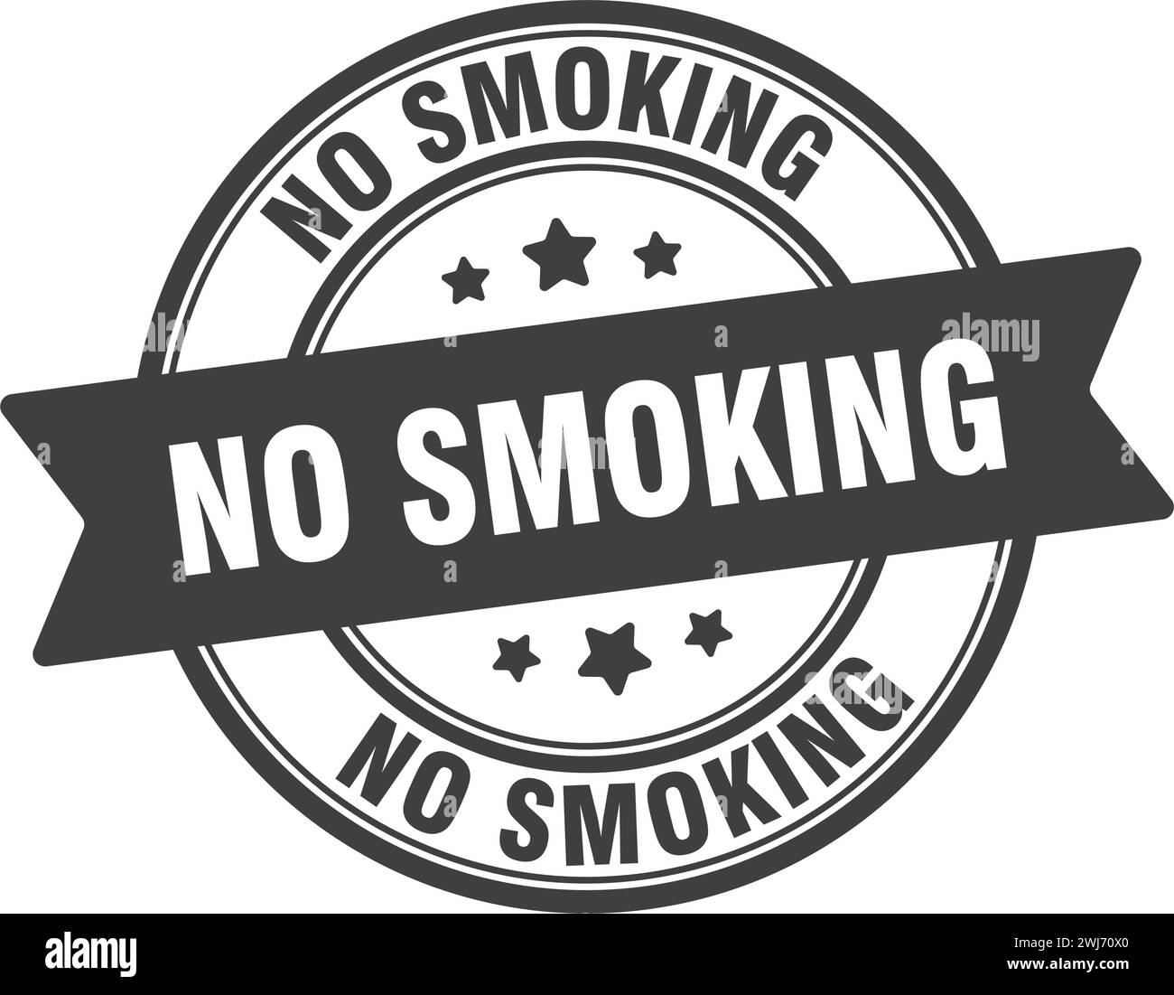 No smoking sign label on transparent background Black and White Stock ...