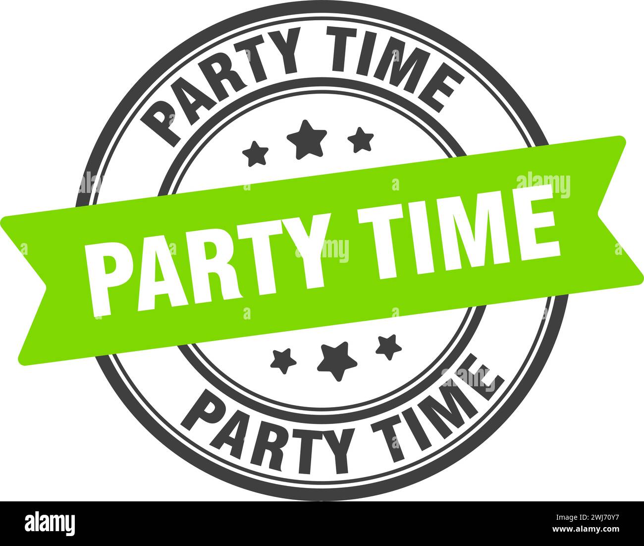 party time stamp. party time round sign. label on transparent ...