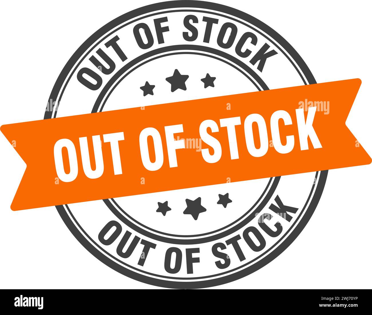 out of stock stamp. out of stock round sign. label on transparent ...