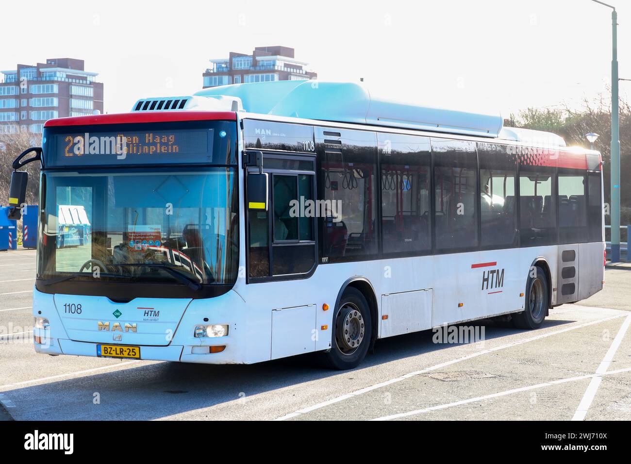 HTM's white city buses for city transport in The Hague in the ...