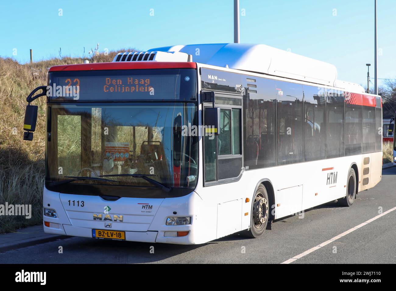 HTM's white city buses for city transport in The Hague in the ...