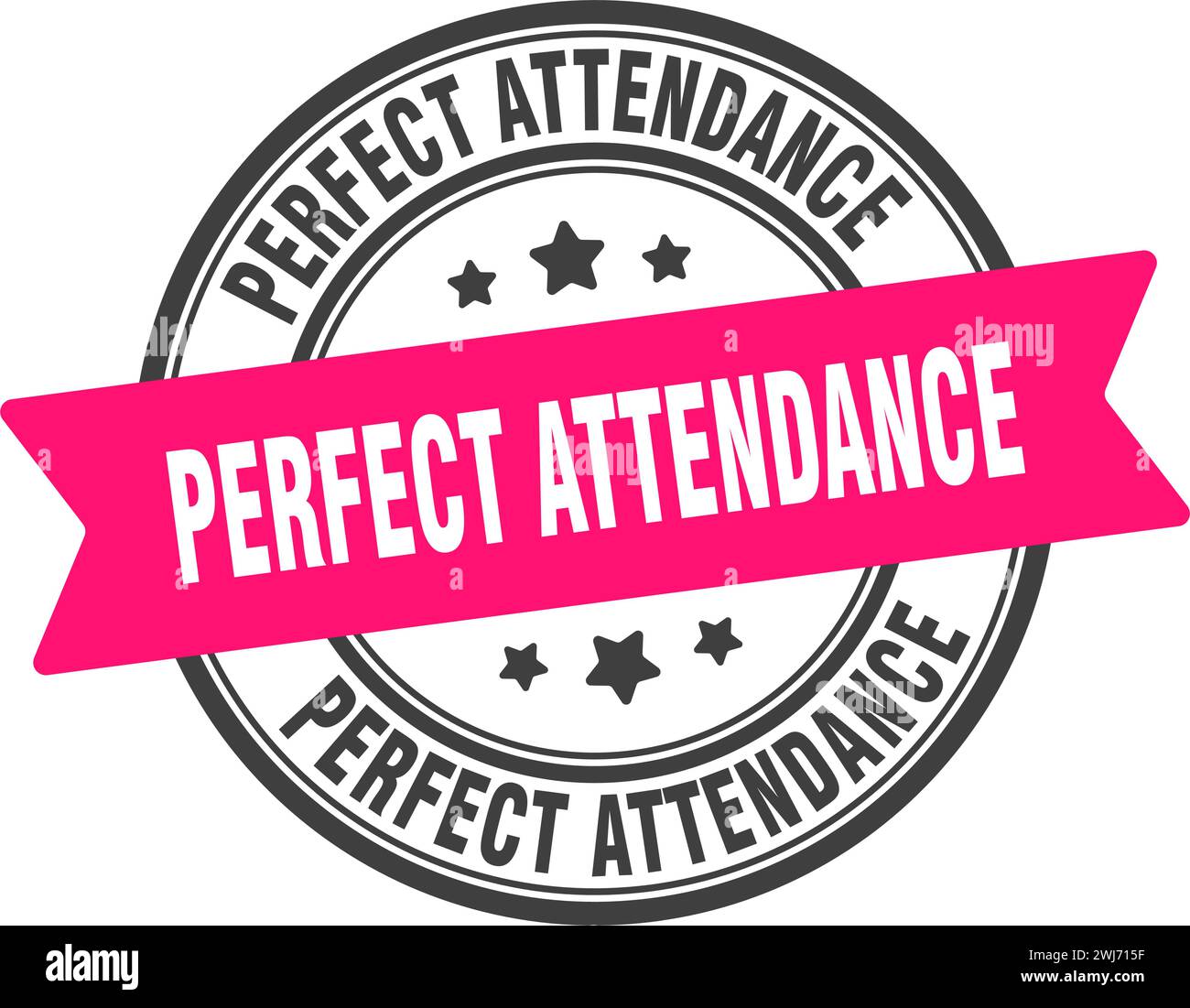 perfect attendance stamp. perfect attendance round sign. label on ...