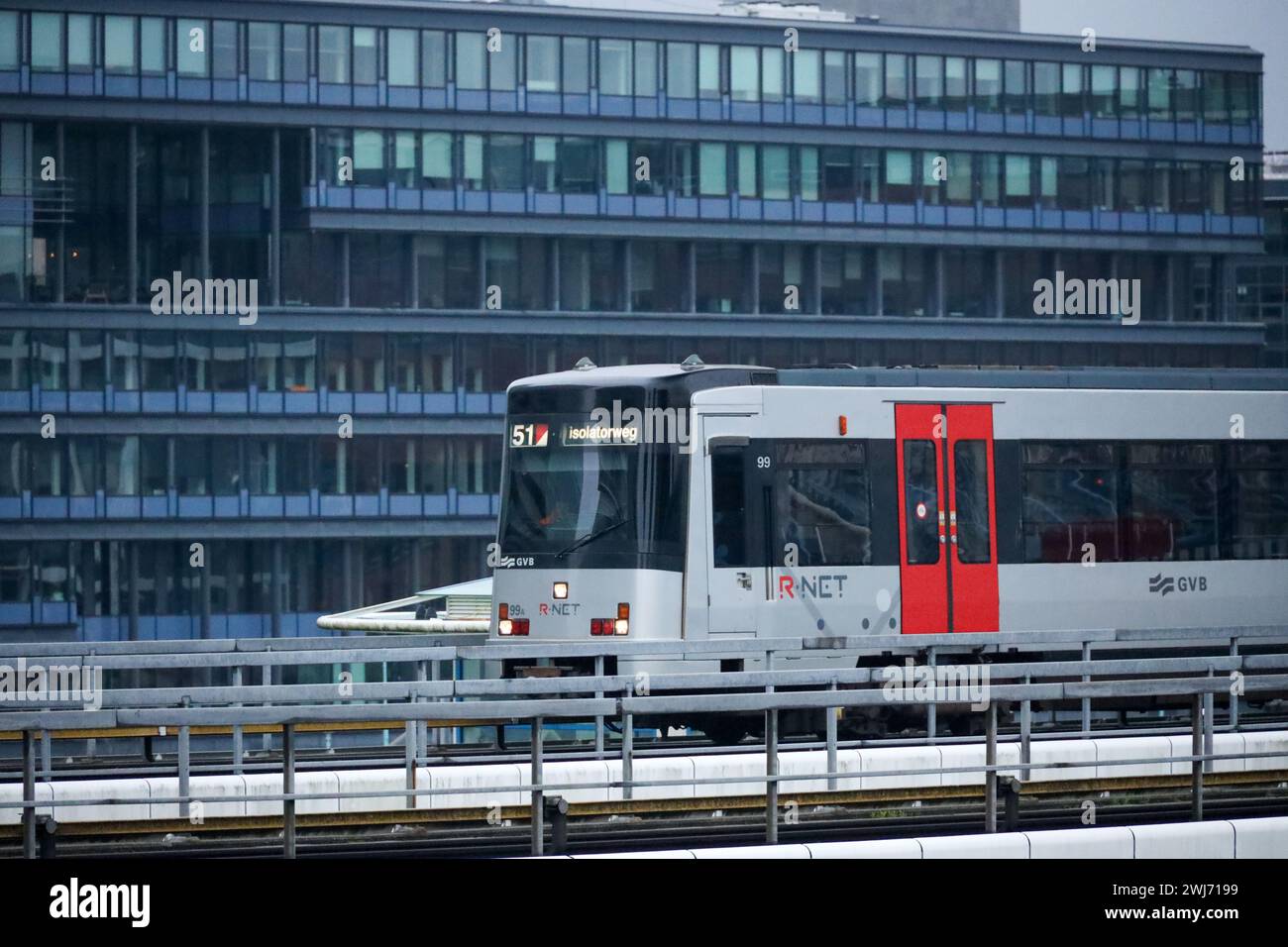 GVB metro train along platform at Amsterdam Sloterdijk station in the ...