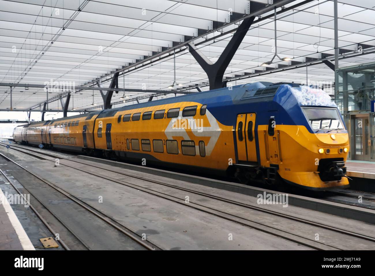 refurbished VIRM double deck intercity train of NS along platform of ...