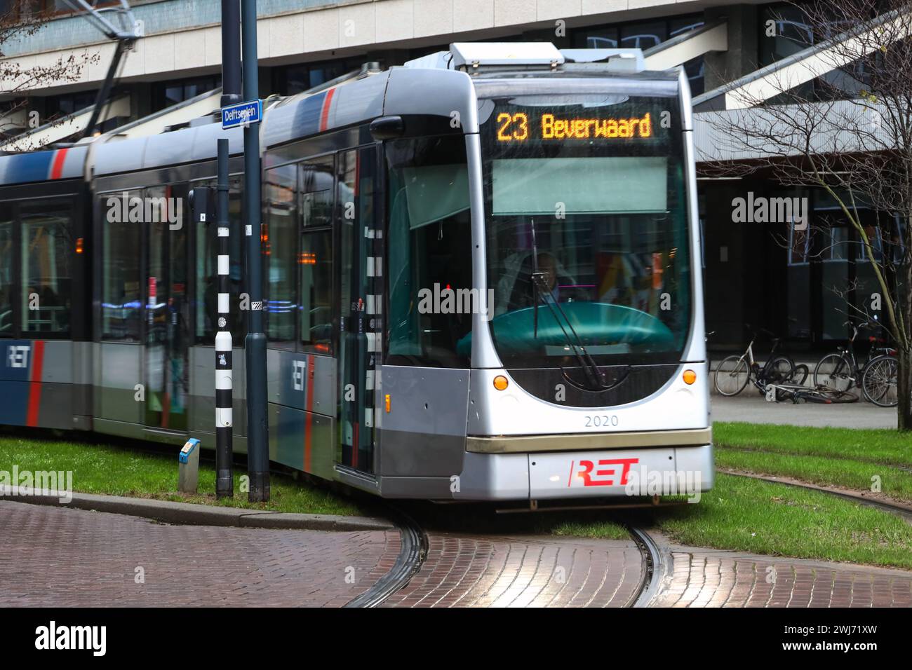 RET Citadis street car tram along Rotterdam Central station in the ...