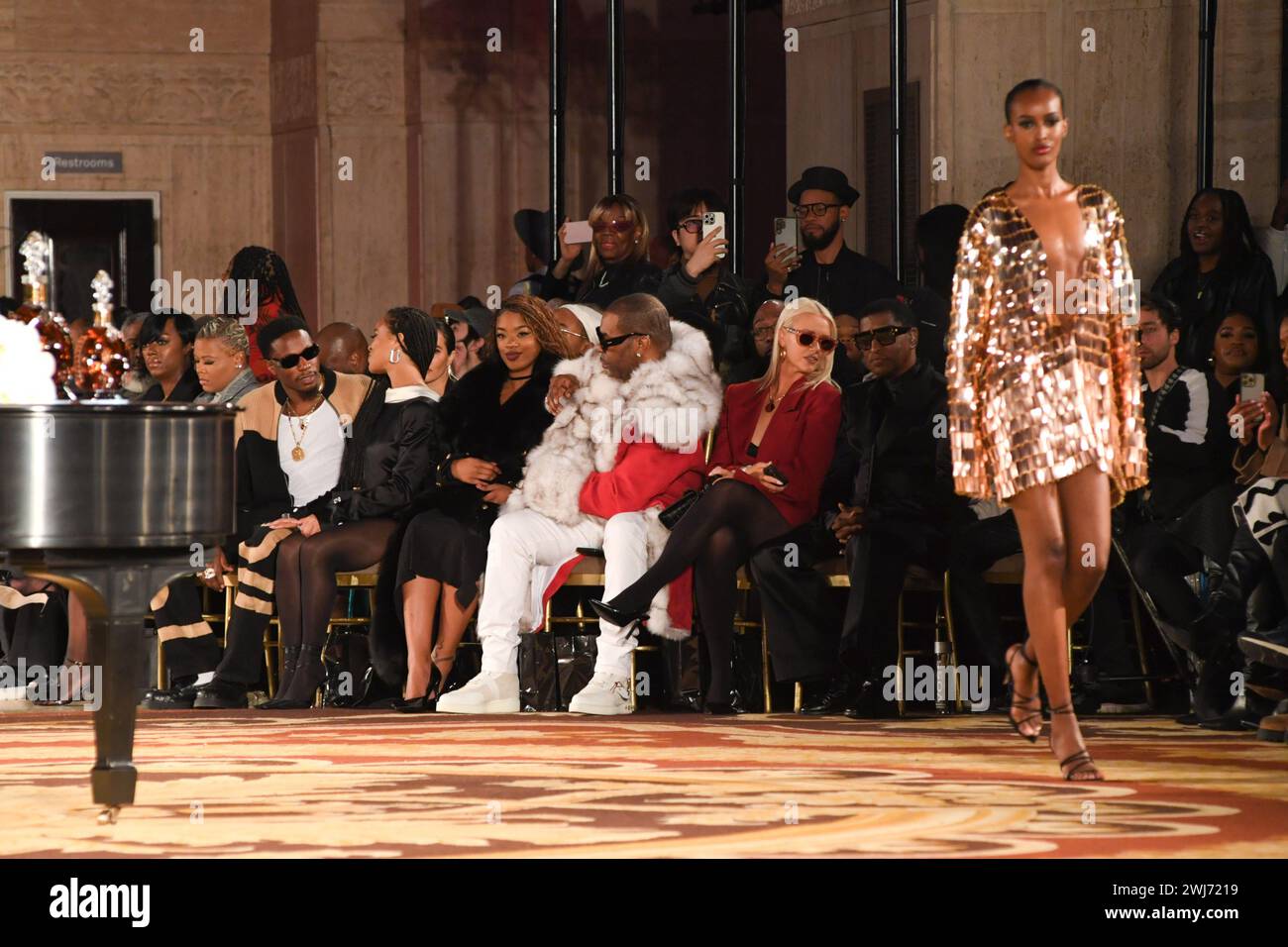 New York, USA. 12th Feb, 2024. Joey Bada$$, Serayah McNeill, Cacie ...