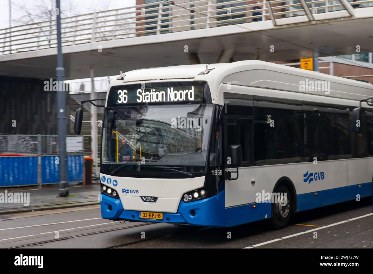 Blue and white city bus of GVB in Amsterdam sloterdijk Stock Photo - Alamy
