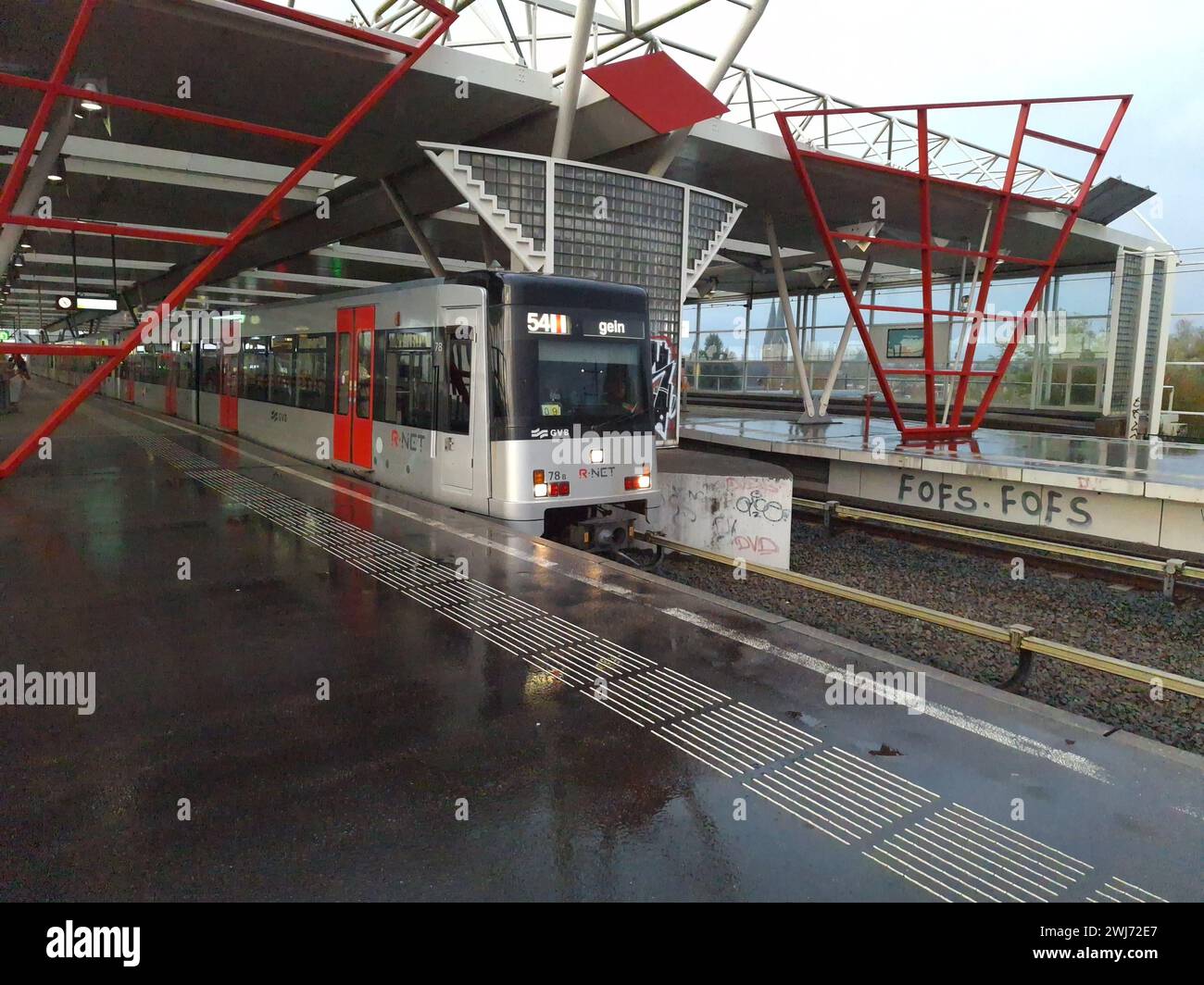 Metro train cars of the GVB at station Duivendrecht as part of the ...