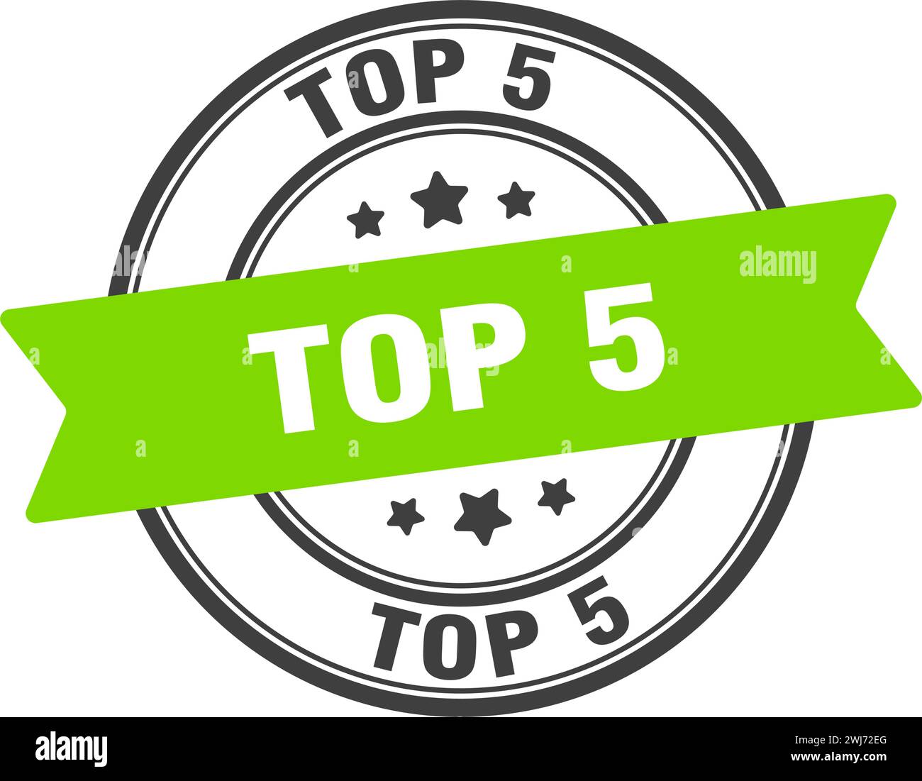 top 5 stamp. top 5 round sign. label on transparent background Stock ...