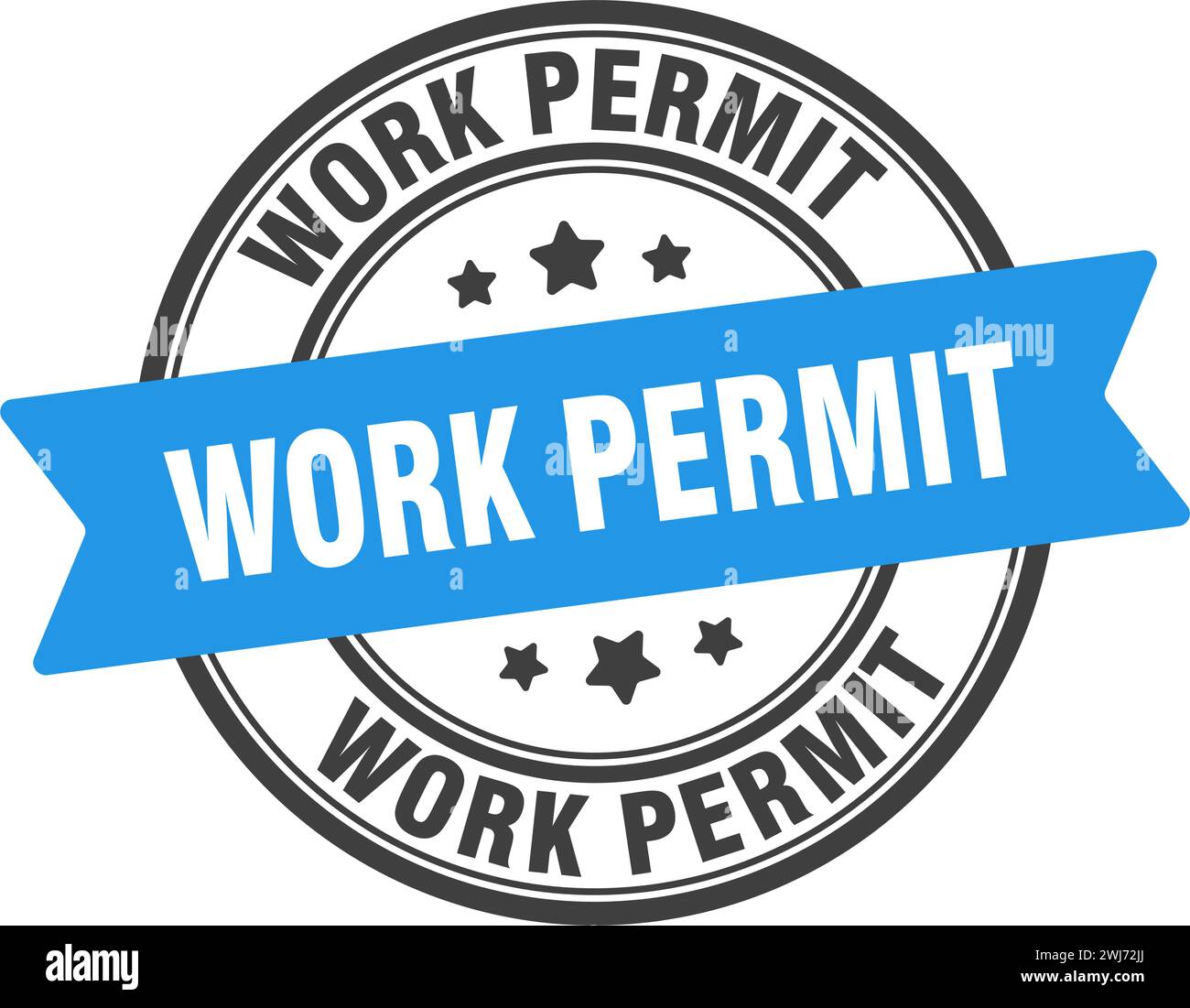 work permit stamp. work permit round sign. label on transparent ...