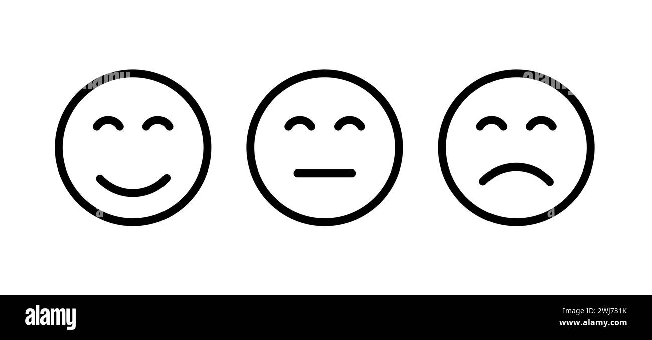 Happy, neutral and sad emoji icon client expression. Happy smiley ...