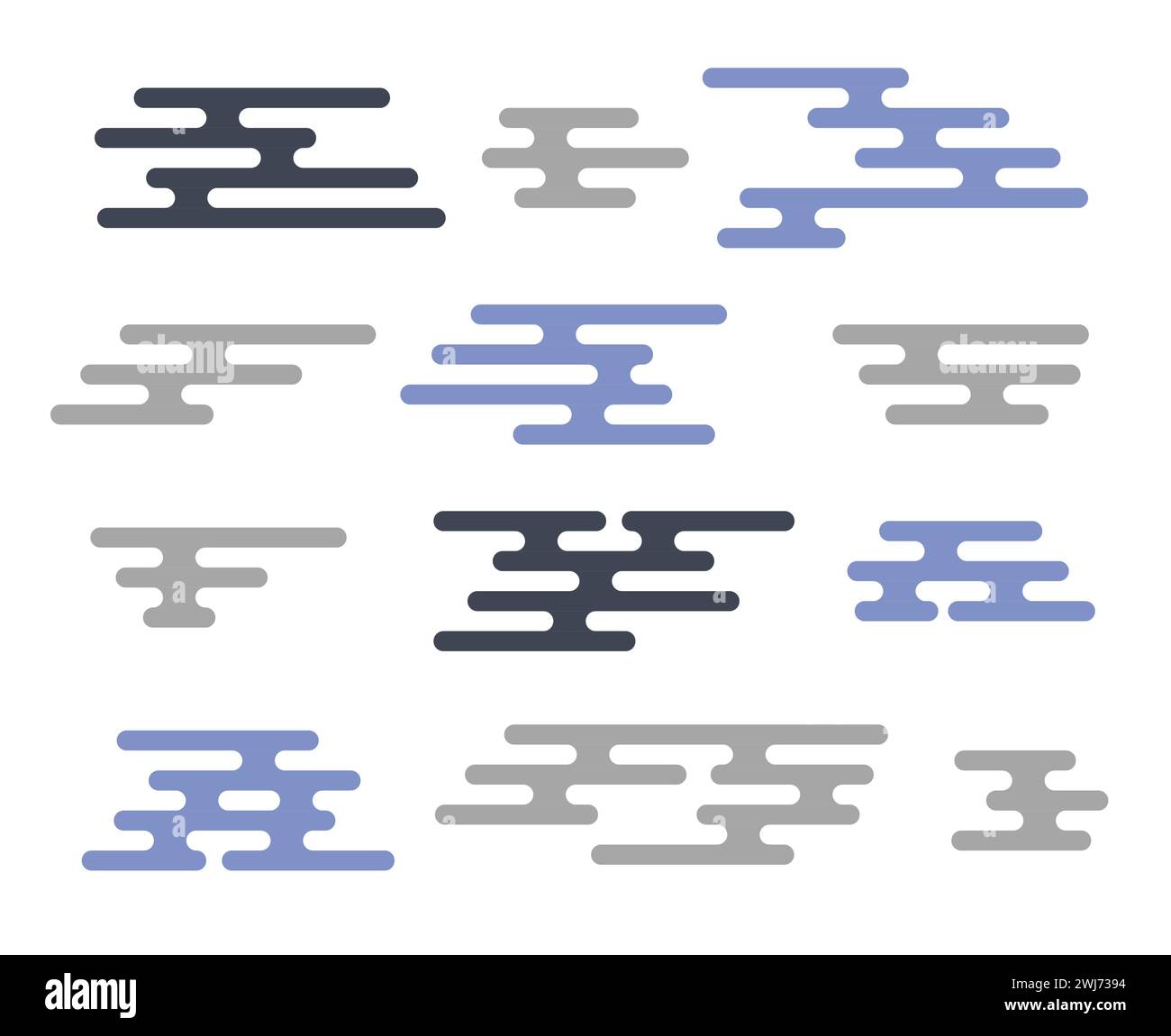 Cloud japanese vector minimal icon set. Japan traditional geometric ...