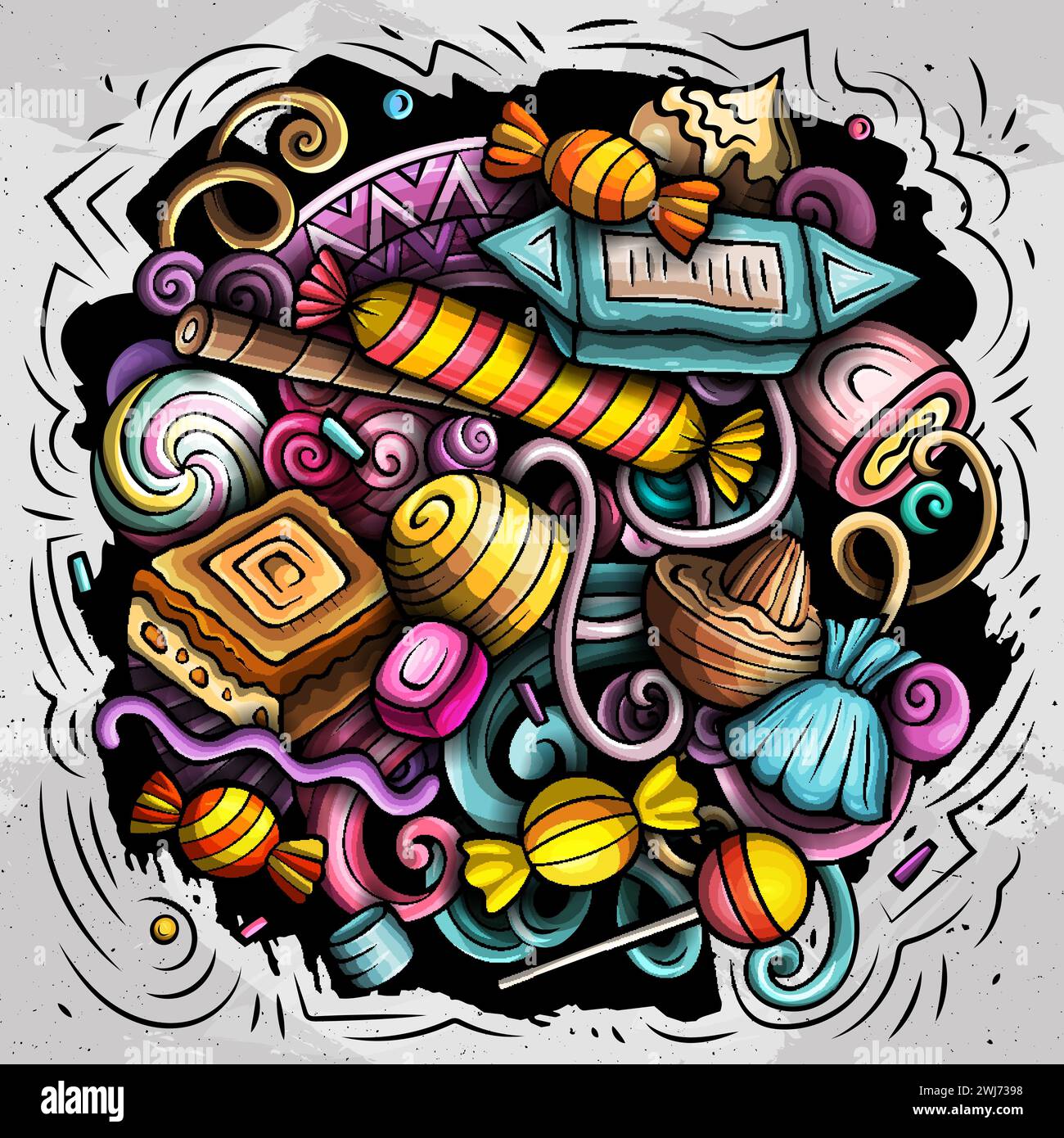 Candies cartoon vector doodles illustration. Sweet food design ...