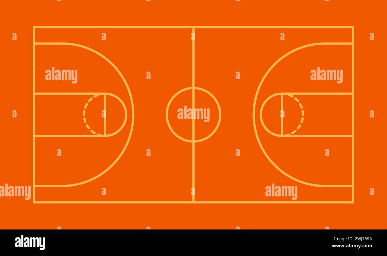 Basketball Court Flat Vector line Icon. Basket ball field playground ...