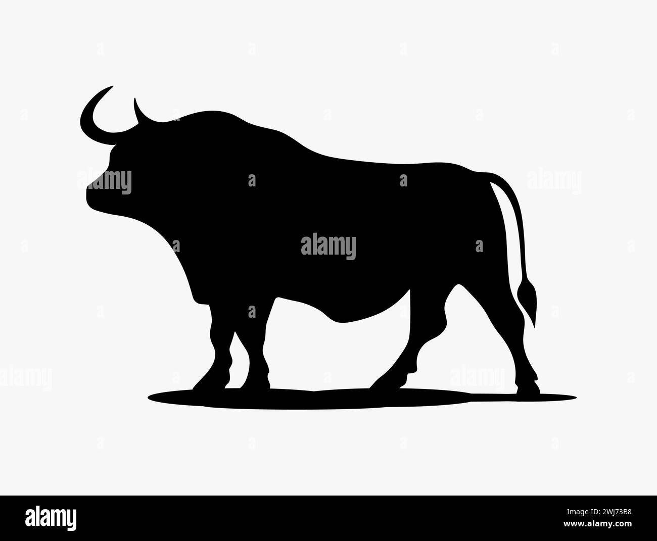 Bull silhouette vector icon. Cow bull beef farm animal black ...