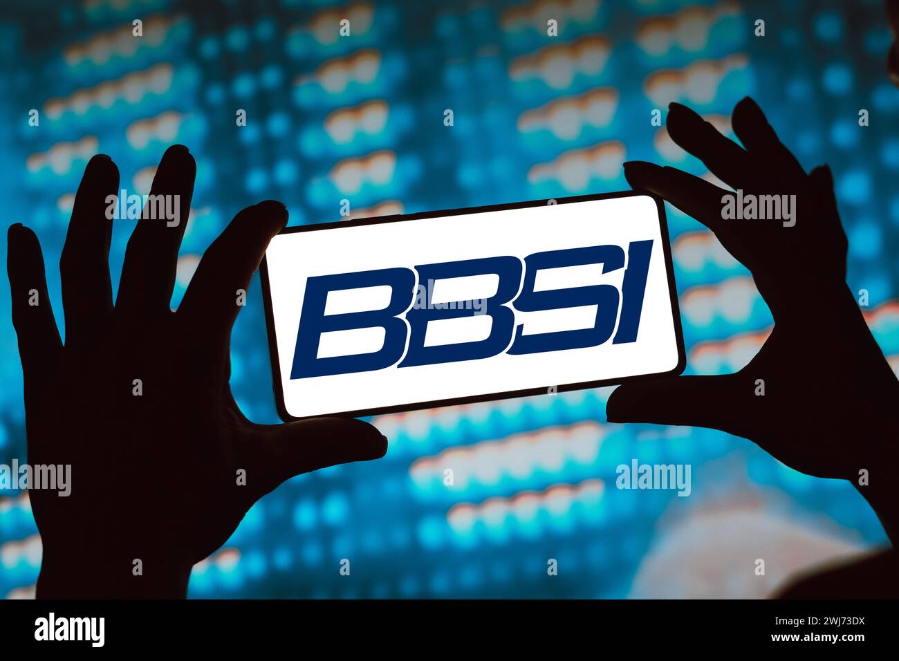 In this photo illustration, the Barrett Business Services, Inc. (BBSI) logo is displayed on a ...