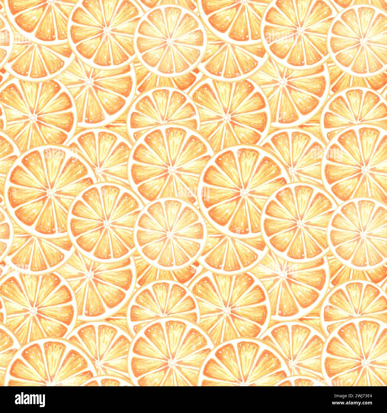 Seamless pattern with oranges fruit round slice. Watercolor hand drawn ...