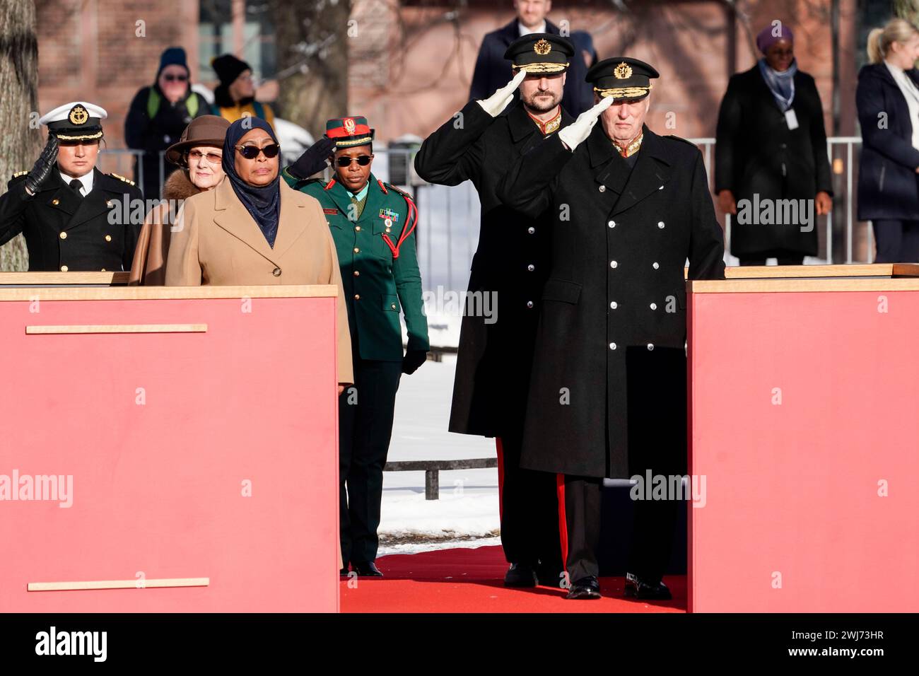 Oslo 20240213.Queen Sonja (left), President of the Republic of Tanzania ...