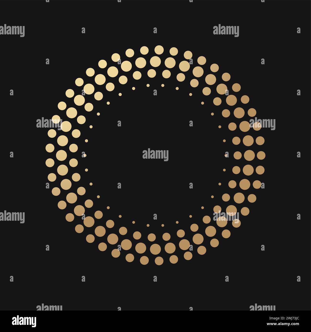 Gold Halftone round frame design. Round luxury logo abstract golden ...