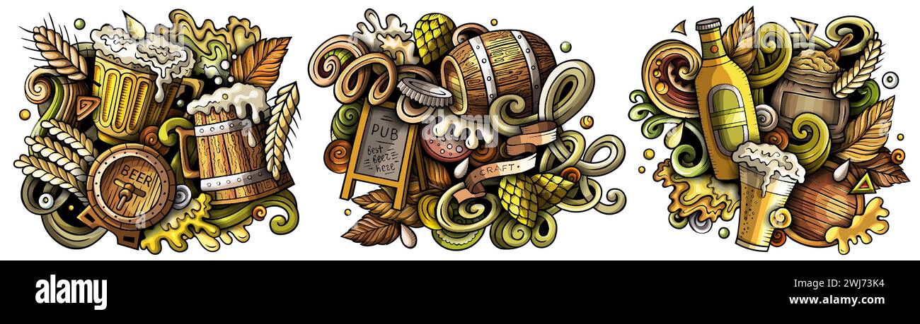 Beer fest cartoon vector doodle designs set Stock Vector Image & Art ...
