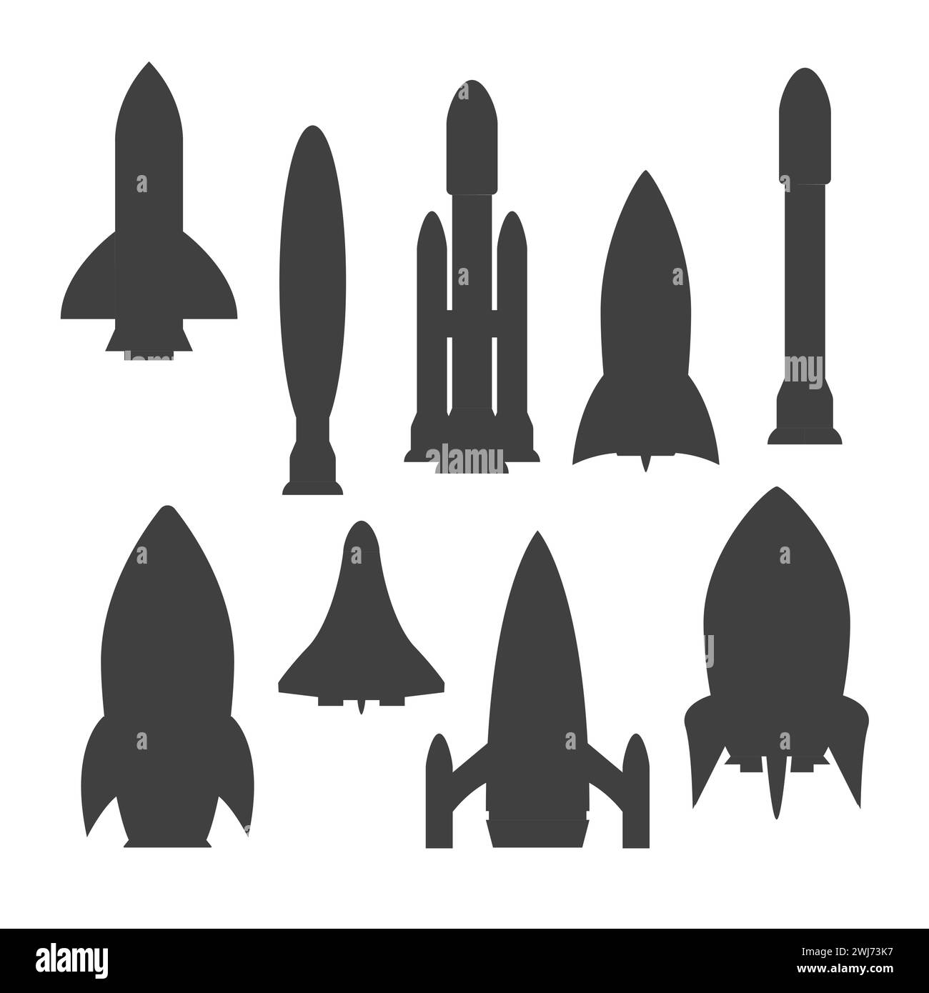 Rocket silhouette illustration astronaut vehicle icon. Rocket launch ...