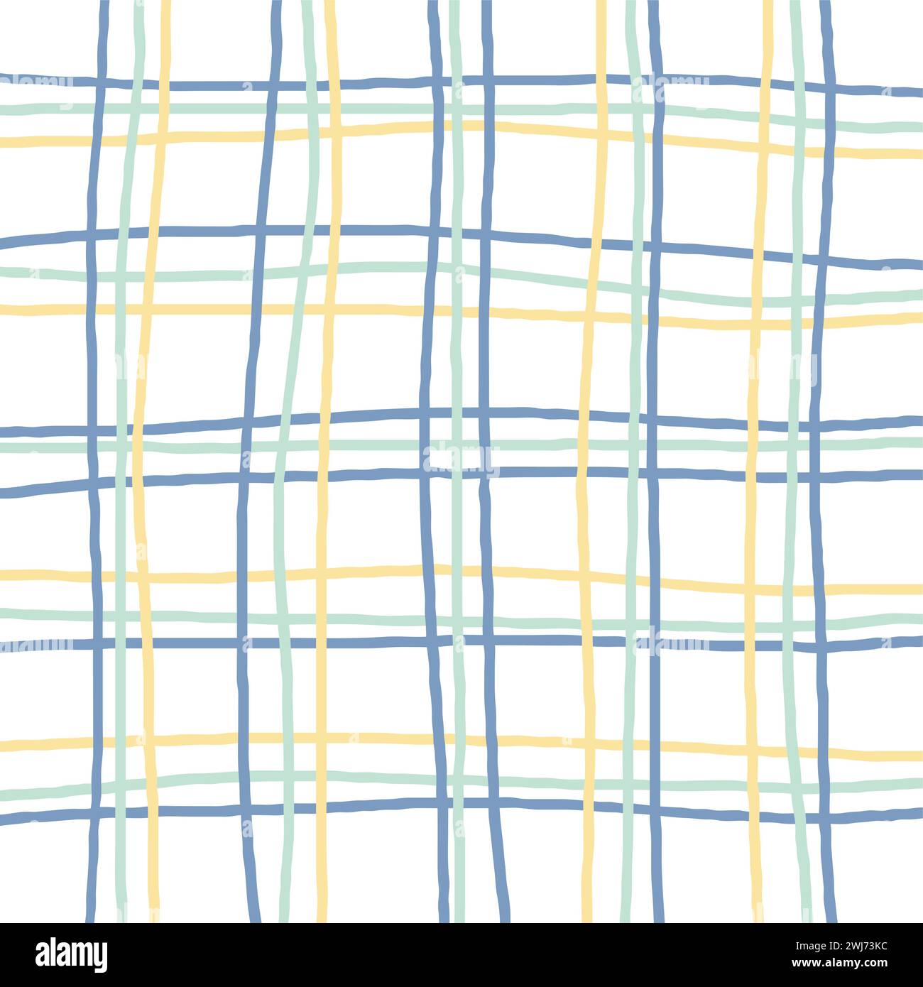 Vector hand drawn cute checkered grid pattern. Doodle Plaid geometrical ...