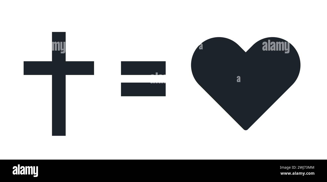 Cross love logo icon. Christian heart Jesus worship bible illustration ...