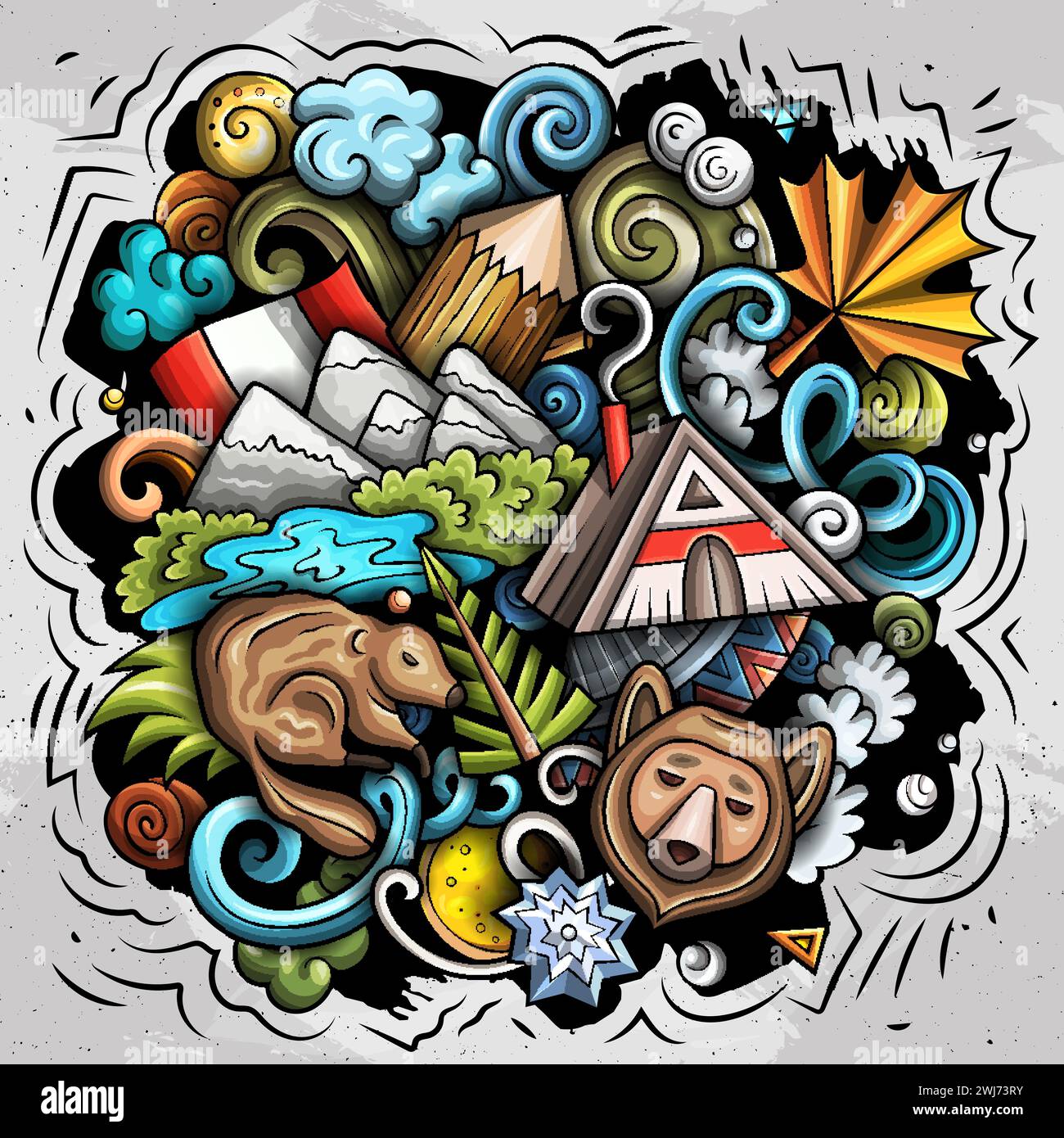Canada cartoon doodle illustration. Funny Canadian design. Creative ...