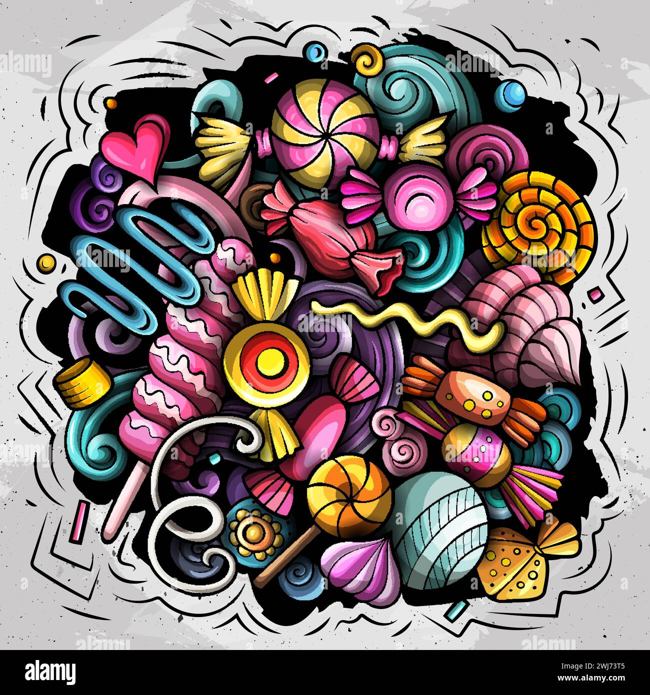 Candies cartoon vector doodles illustration. Sweet food design ...