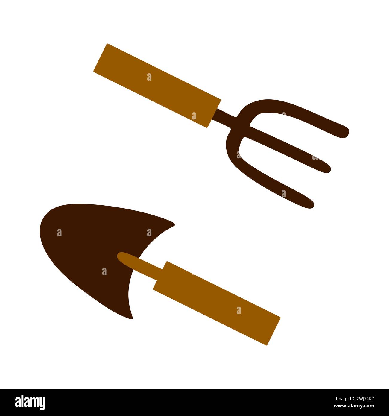 Shovel and Hoe are gardening tools. Vector flat Design Illustration ...
