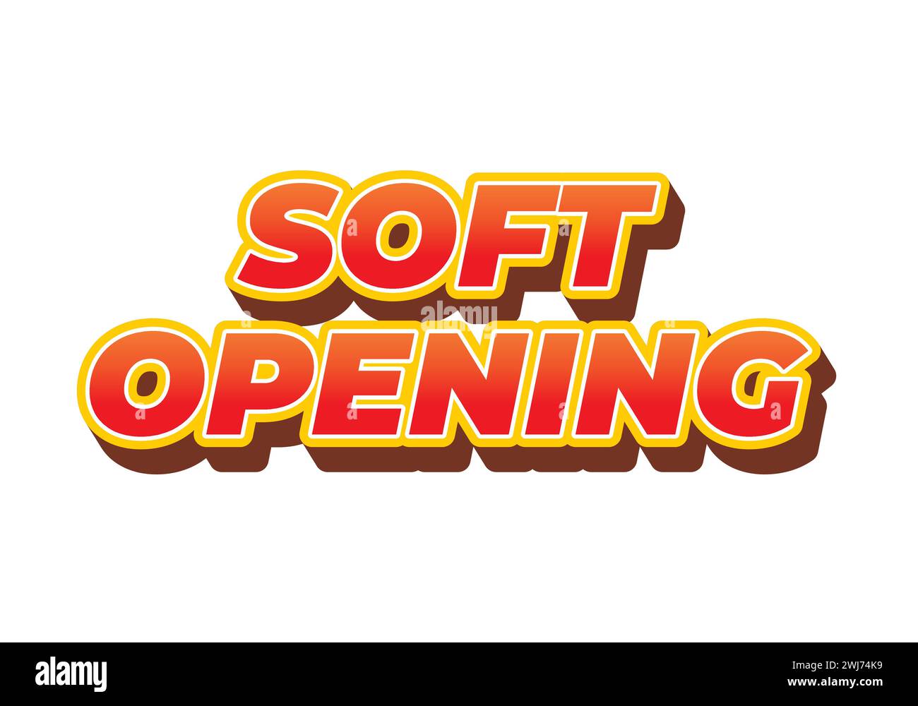 Soft opening. Text effect design in 3D look and eye catching colors ...