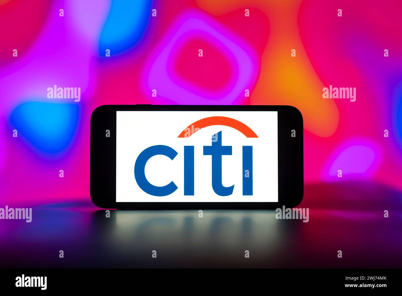 In this photo illustration, the Citi logo is seen displayed on a mobile ...