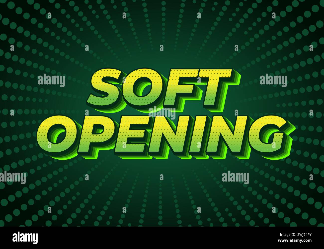 Soft opening. Text effect design in 3D look and eye catching colors ...