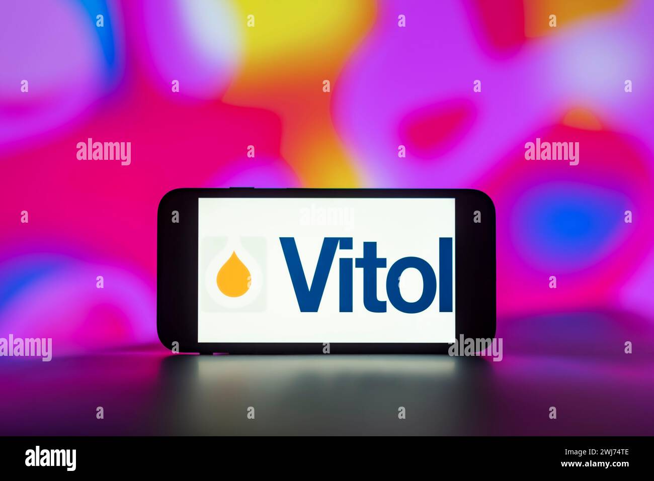 In this photo illustration, the Vitol logo is seen displayed on a mobile phone screen Stock ...