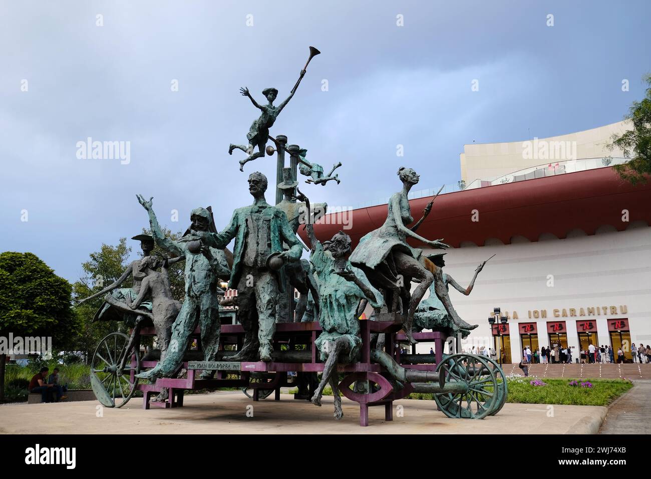 Famous sculpture in front of Bucharest's National Theatre, "Caruta cu ...