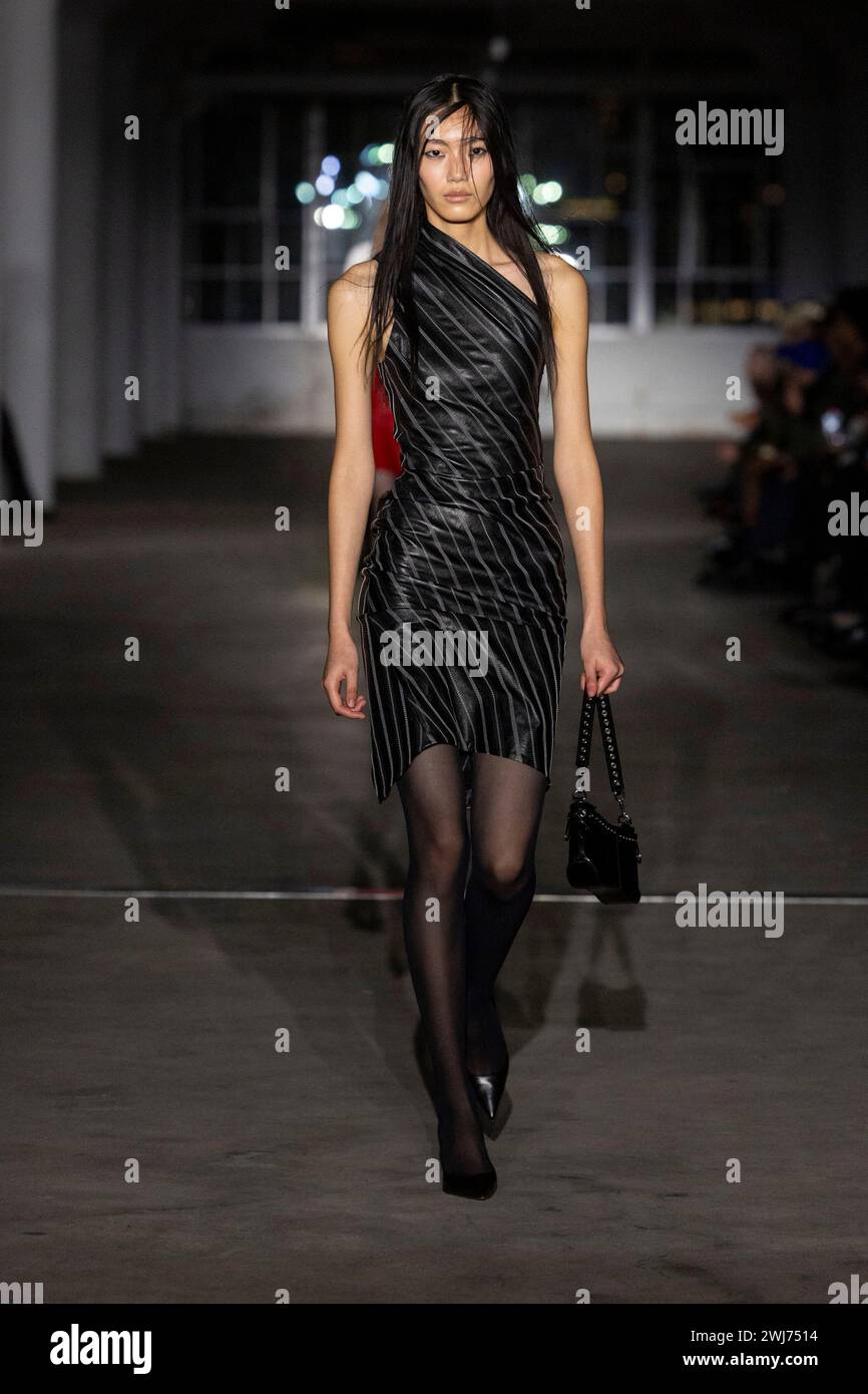 Model Hejia Li walks on the runway at the Ludovic de Saint Sernin ...