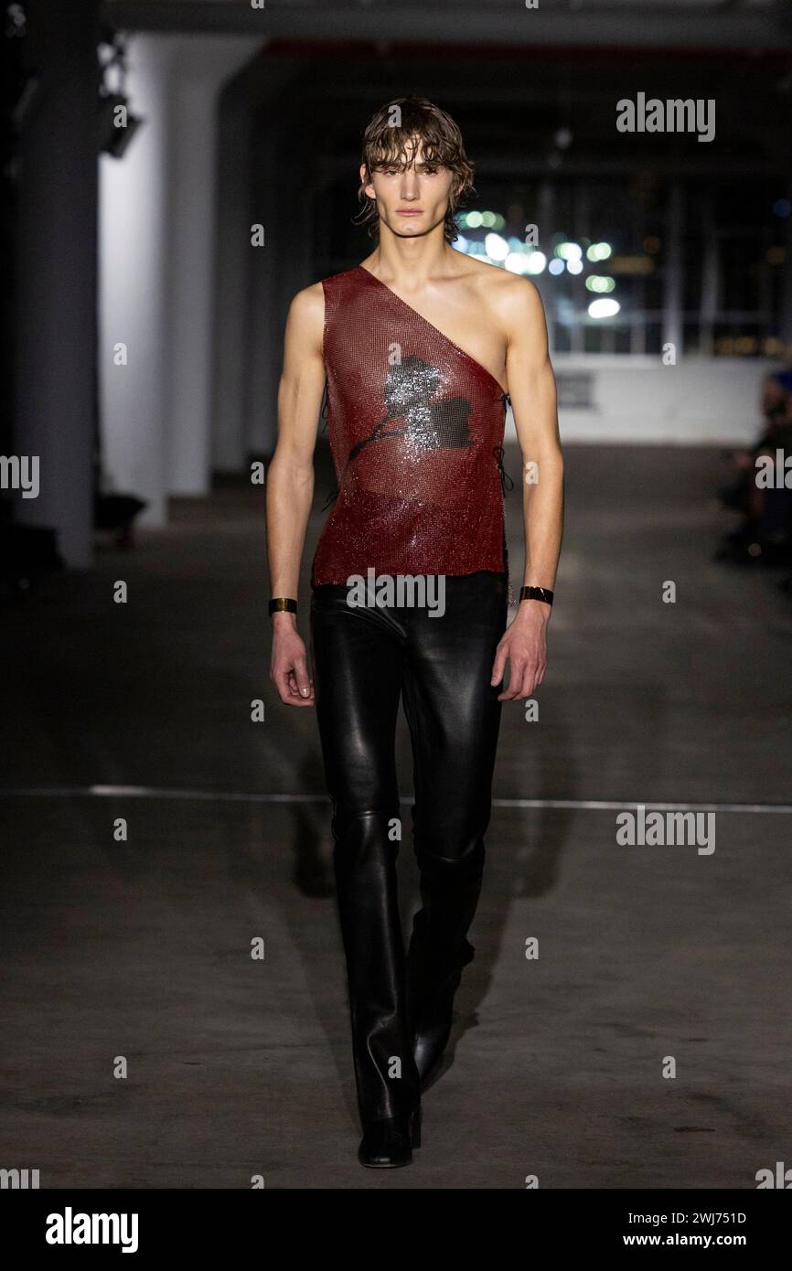 Model Silas Lutz Fabian walks on the runway at the Ludovic de Saint ...