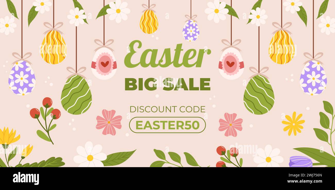 Easter sale horizontal background template for promotion. Design with ...