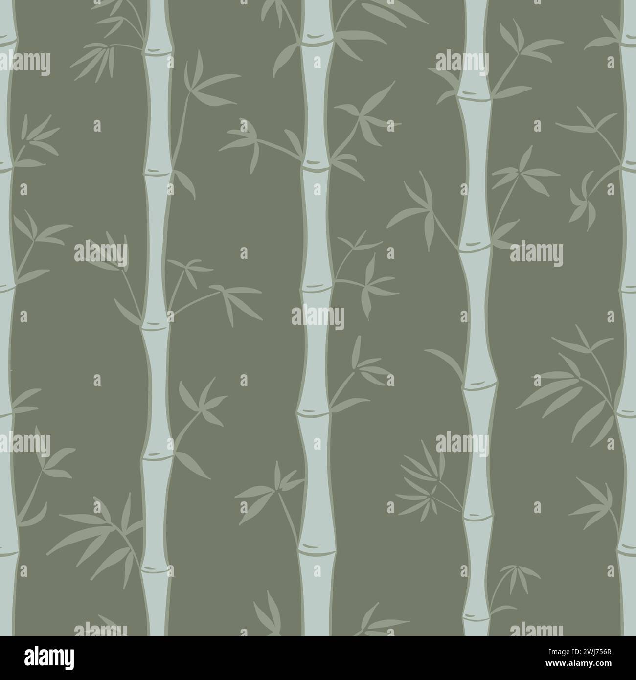 Bamboo Seamless vector pattern with Bamboo plants on muted green ...
