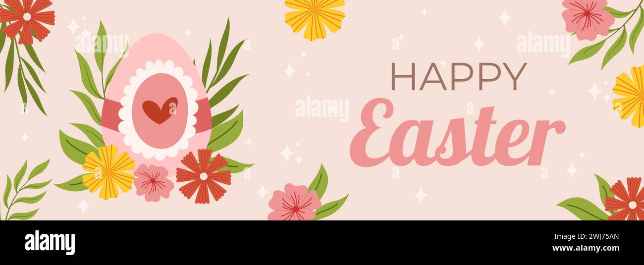 Easter horizontal banner template. Design for celebration spring ...