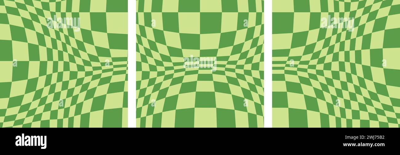 Set of Square Bloated Checkerboard Background in Vector. An Aesthetic ...