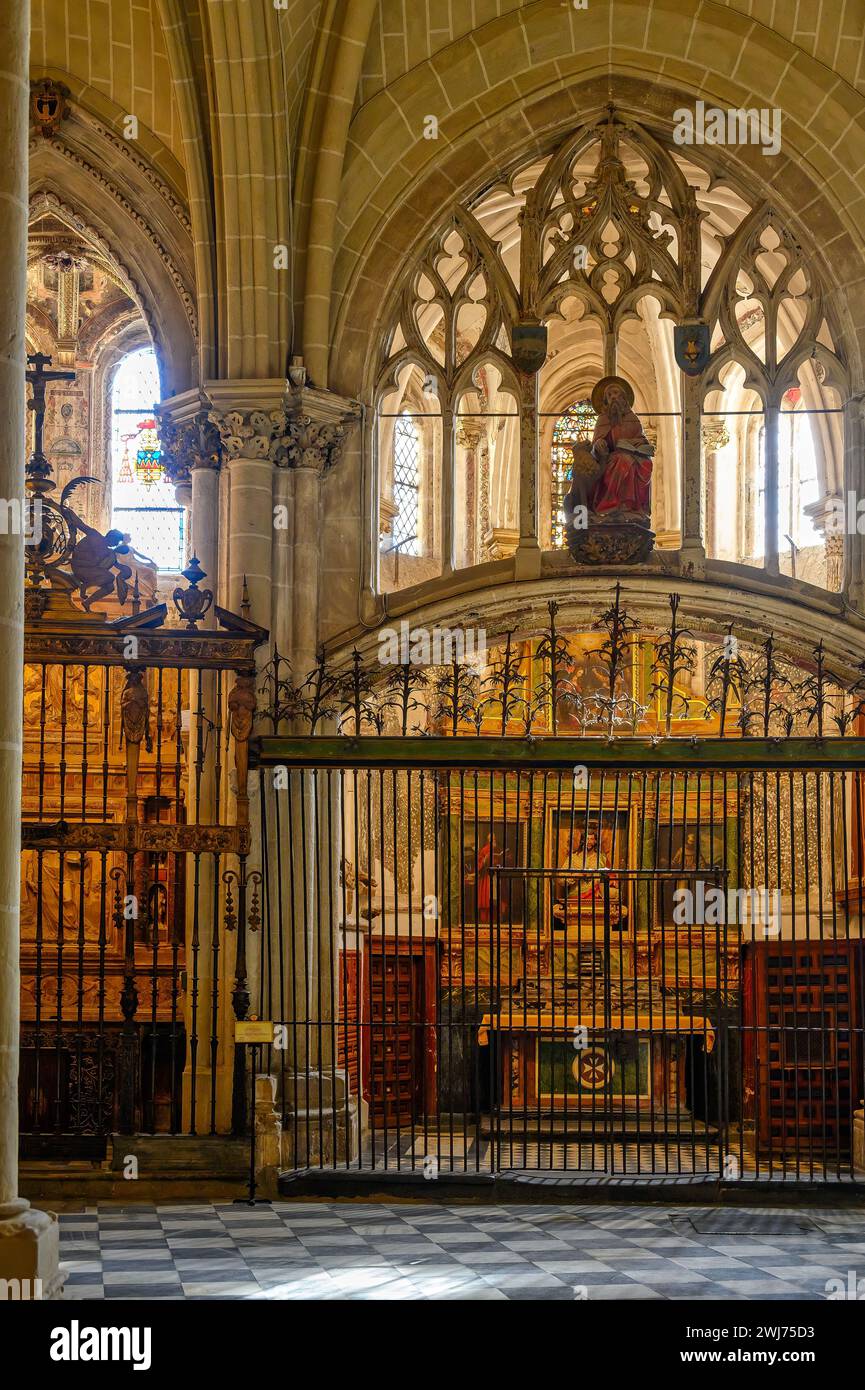 Interior medieval architecture in the Toledo Cathedral, Toledo, Spain ...