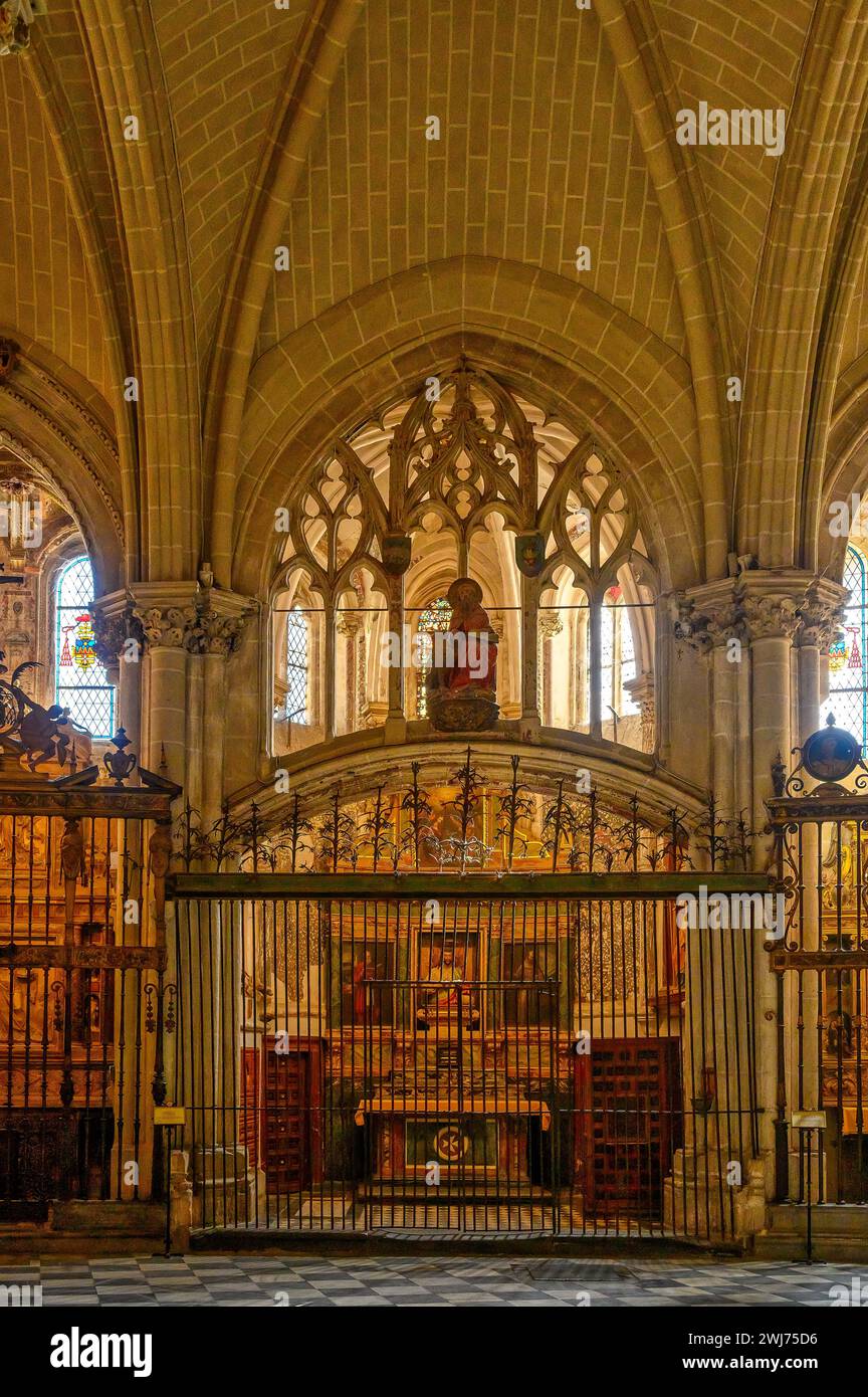 Interior medieval architecture in the Toledo Cathedral, Toledo, Spain ...