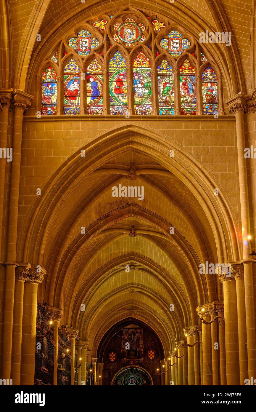 Interior medieval architecture in the Toledo Cathedral, Toledo, Spain ...