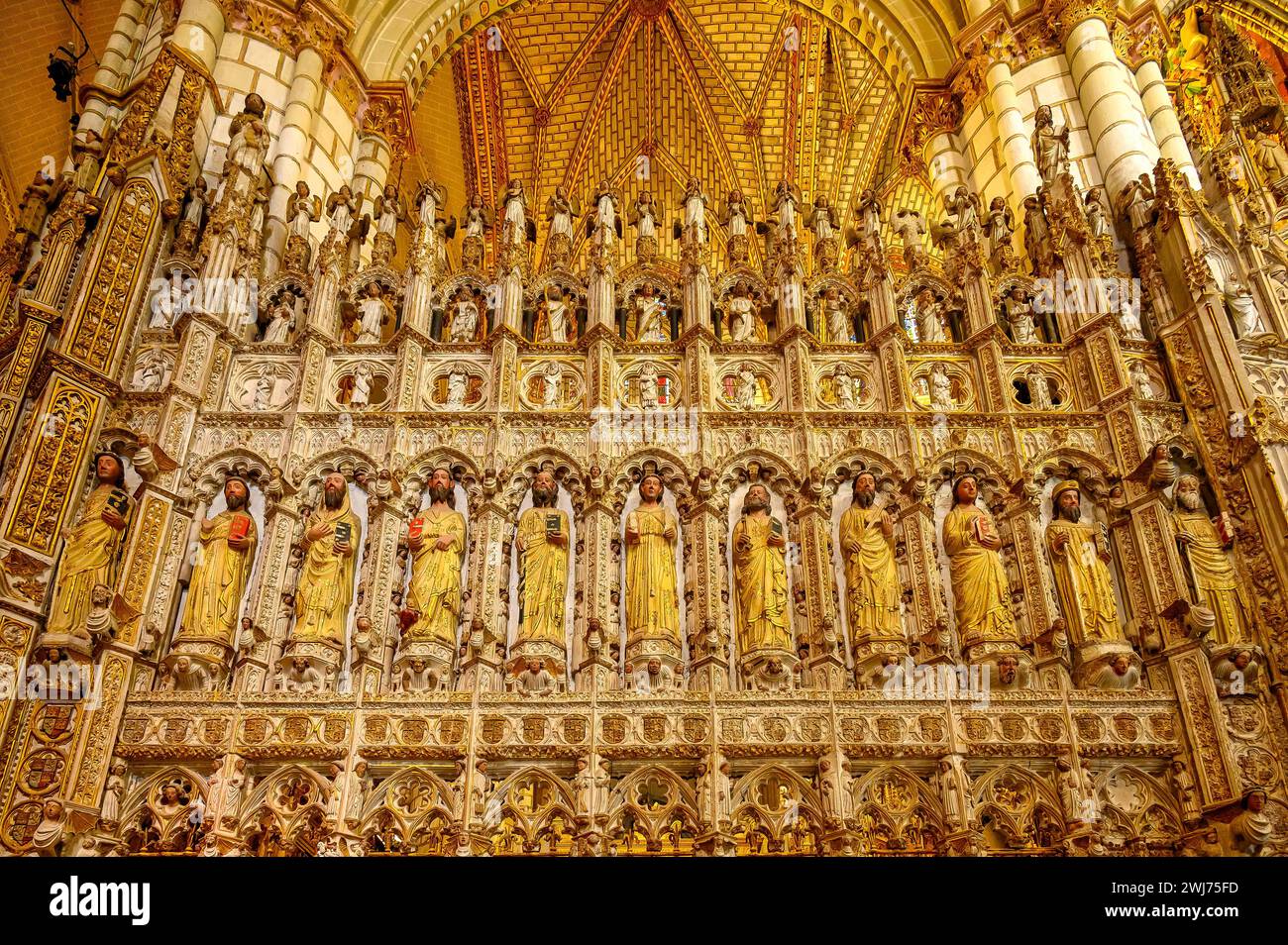 Interior medieval architecture in the Toledo Cathedral, Toledo, Spain ...