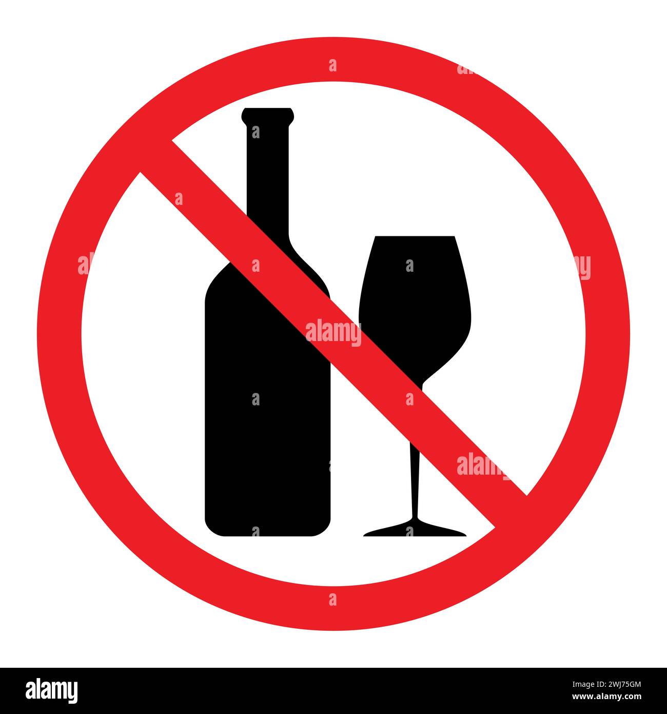 No alcohol symbol, prohibitory sign, red crossed out circle symbol with ... No alcohol symbol, prohibitory sign, red crossed out circle symbol with ...